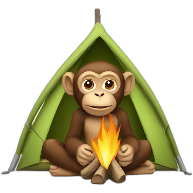 Camping monkey emoji | AI Emoji Generator