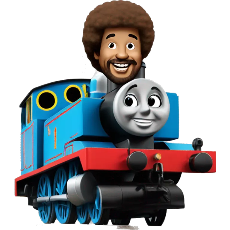 Bob ross riding thomas the tank engine emoji | AI Emoji Generator