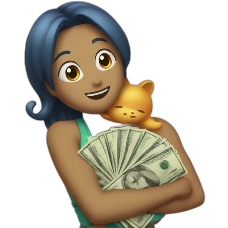 Nami hug money emoji | AI Emoji Generator