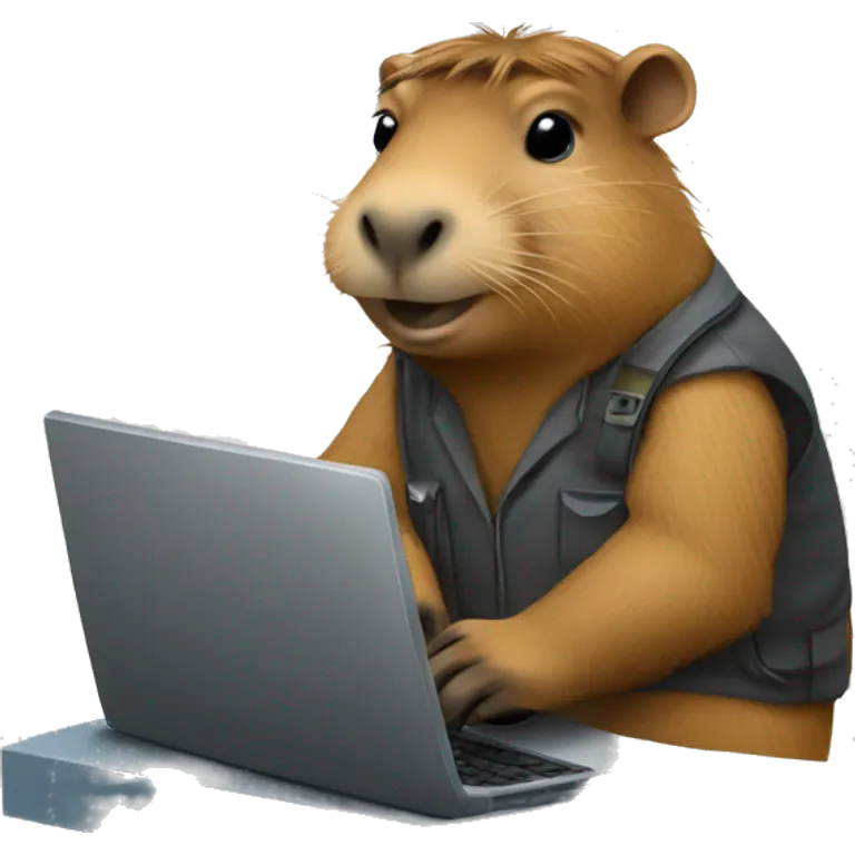 Capybara Engineer working on laptop emoji | AI Emoji Generator