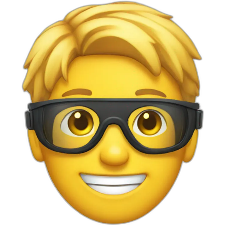A boy smiling face with goggles emoji | AI Emoji Generator