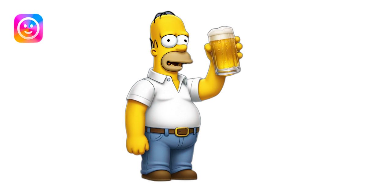Homer Simpson drinking a beer emoji | AI Emoji Generator