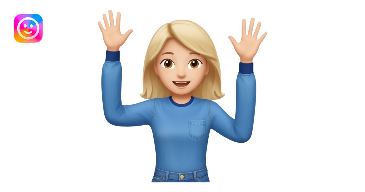 A Girl jumping up and down excited and waving emoji | AI Emoji Generator