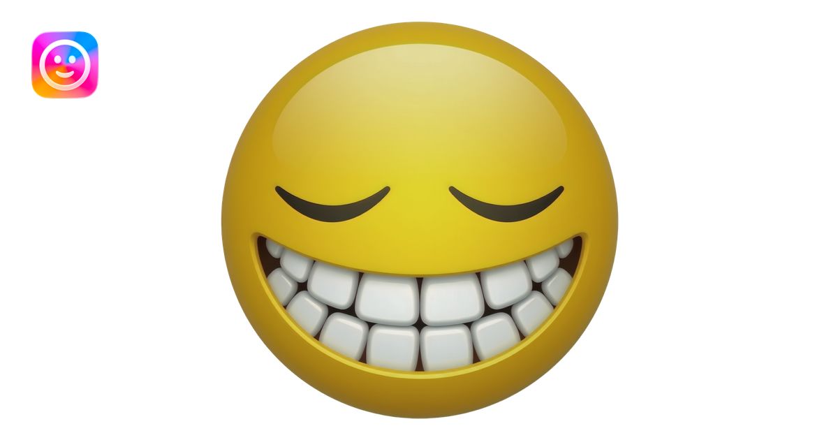 Cara amarilla mostrando los dientes con ojos cerrados emoji | AI Emoji ...