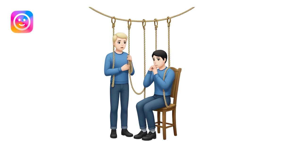 A man standing in the chair and looking at the hanging rope thinking to ...