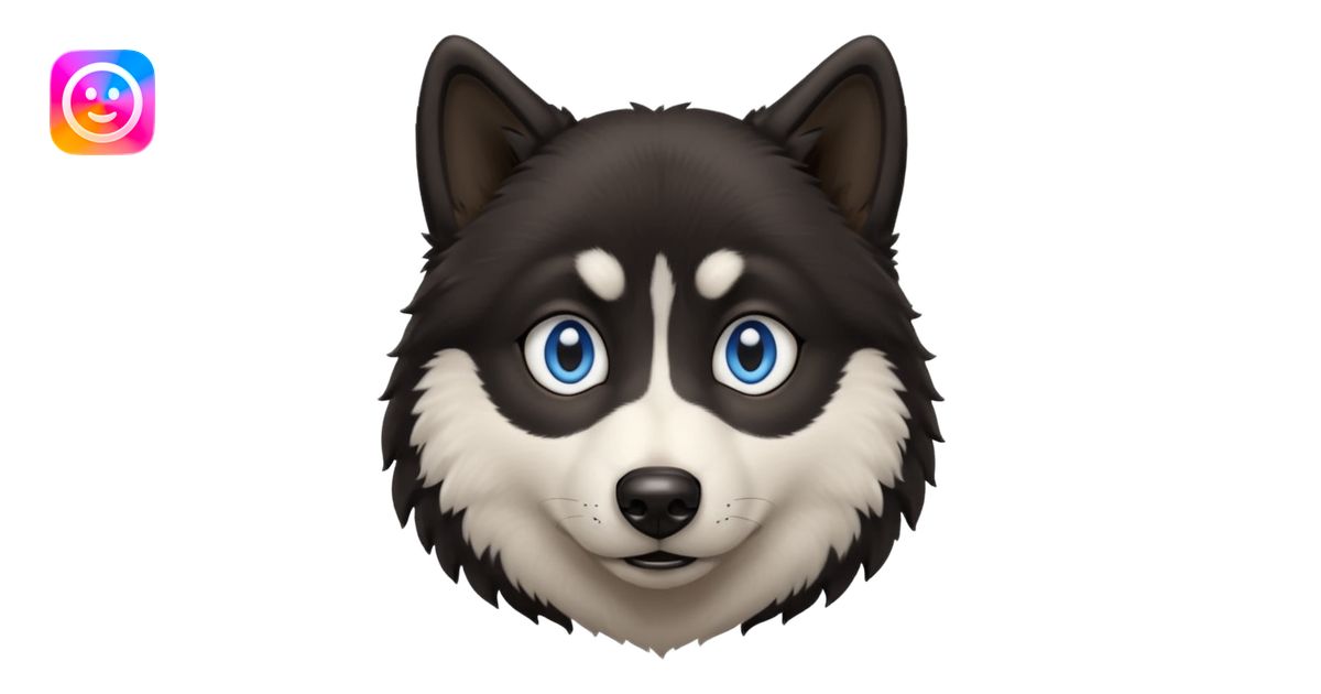 Dark black Husky with blue eyes with a confused look on his face emoji ...