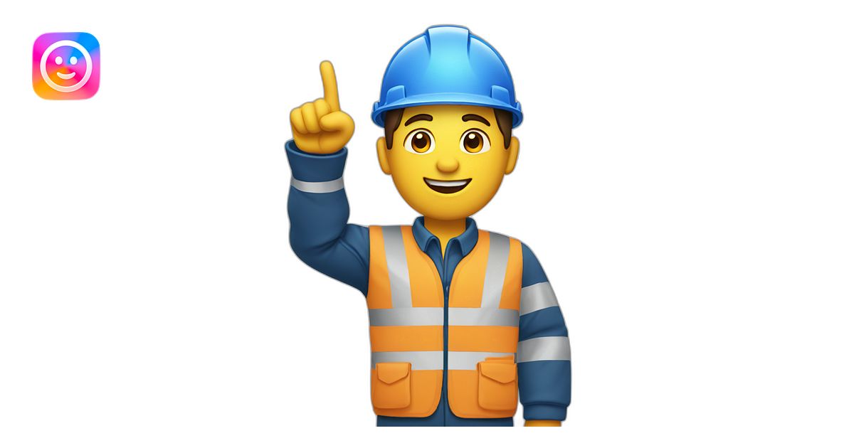 construction worker pointing left upwards in blue jacket emoji | AI ...