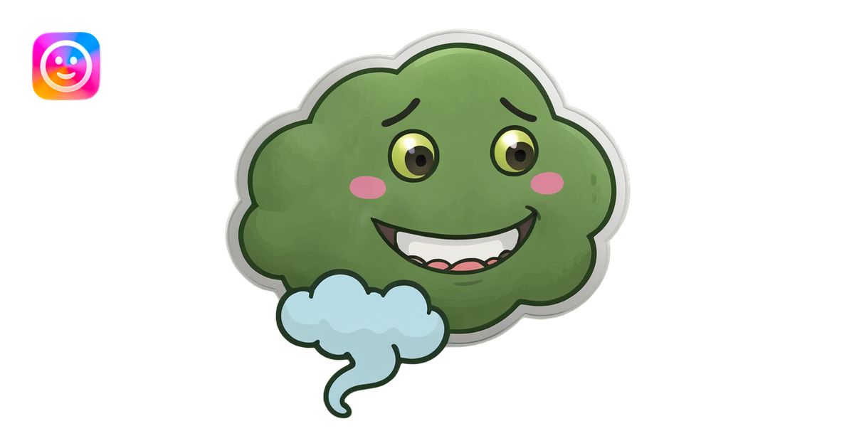 Smirking smile emoji farting with a fart cloud behind him emoji | AI ...