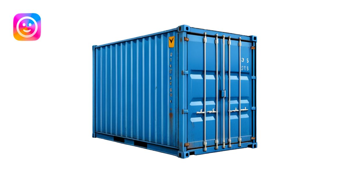 Blue shipping container emoji | AI Emoji Generator