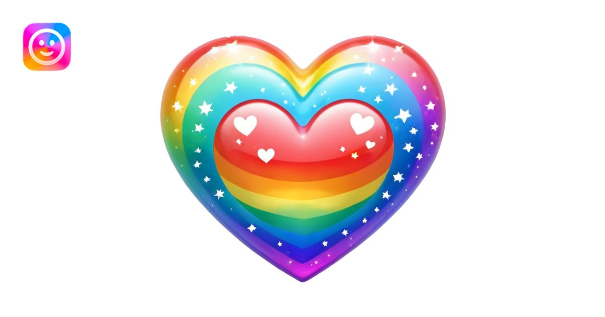 Rainbow- colored heart with sparkles emoji | AI Emoji Generator