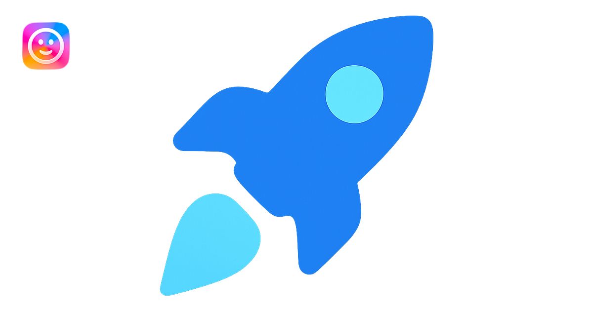 small bold rocket boost flame icon with gradient from blue to light ...