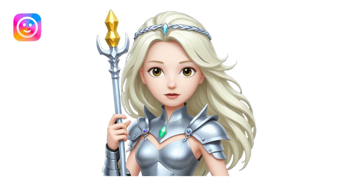 Cyber Queen – holo scepter + chrome belt emoji | AI Emoji Generator