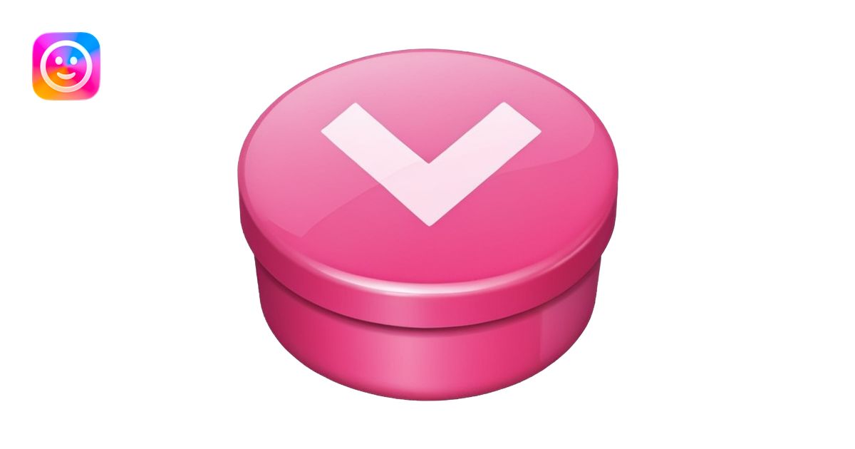 Design a Check Mark Box emoji ( ) that is pink and has a circular shape ...