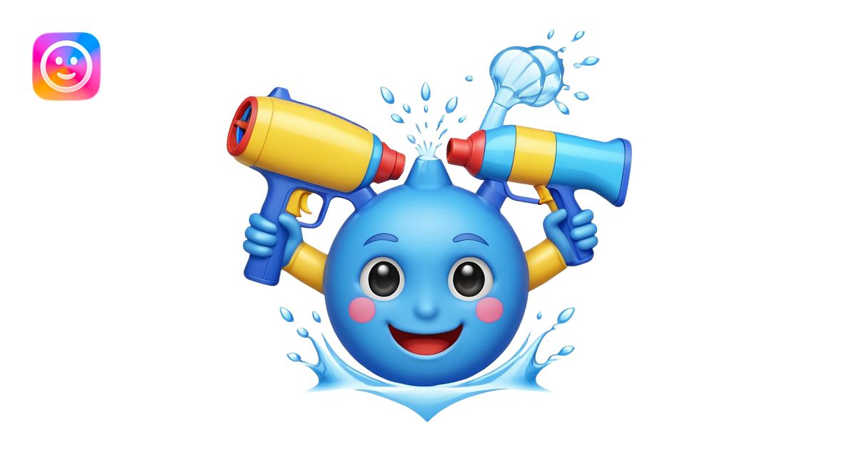 Happy face with two water guns pointed at each side of the face emoji ...