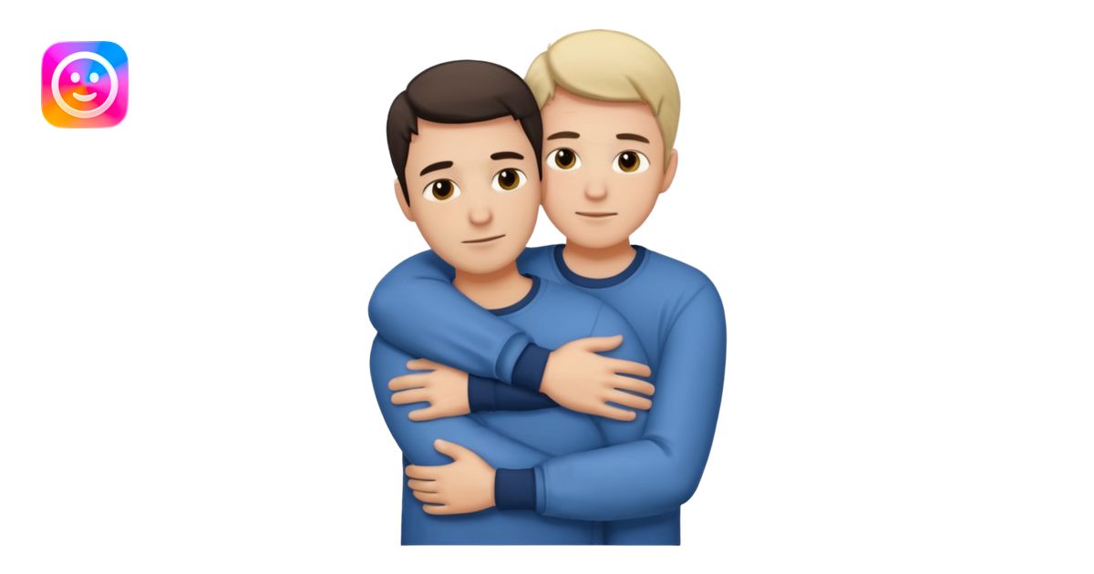 Two males hugging for comfort emoji | AI Emoji Generator
