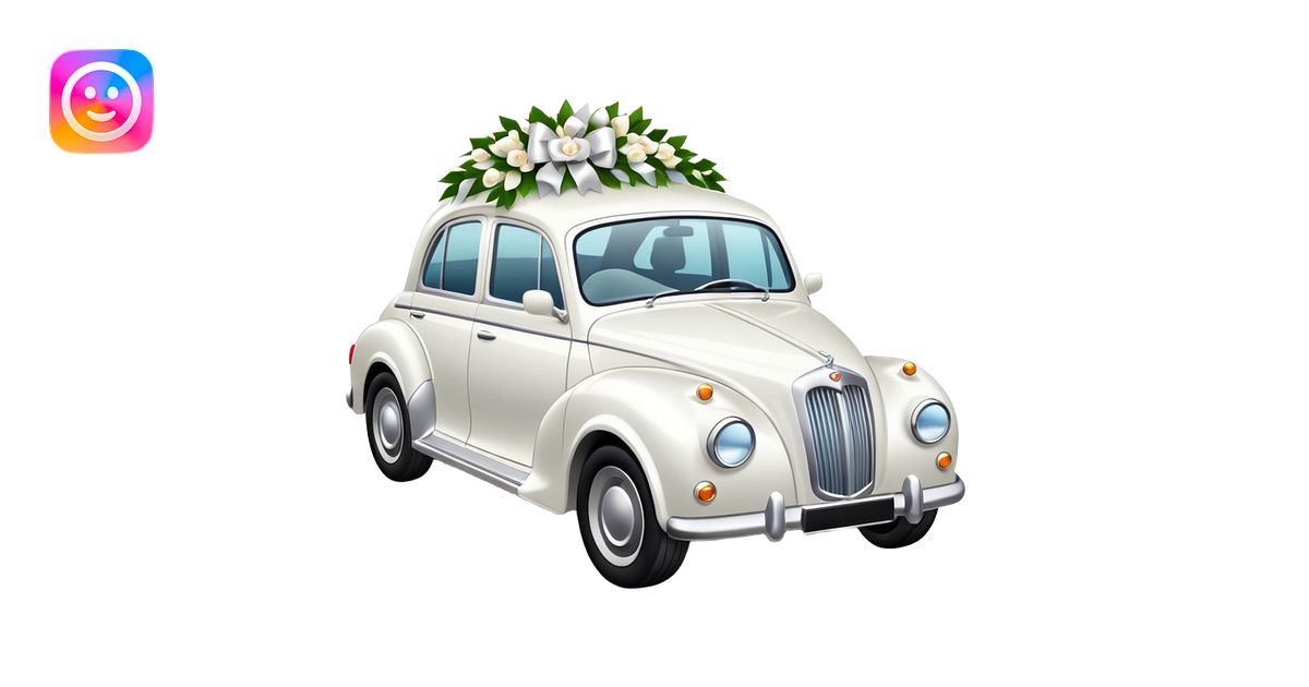 Luxury car with wedding decorations, in profile emoji | AI Emoji Generator