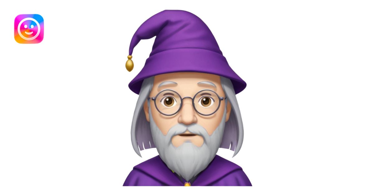 dumbledore grey hair, wear glasses, purple magic hat emoji | AI Emoji ...
