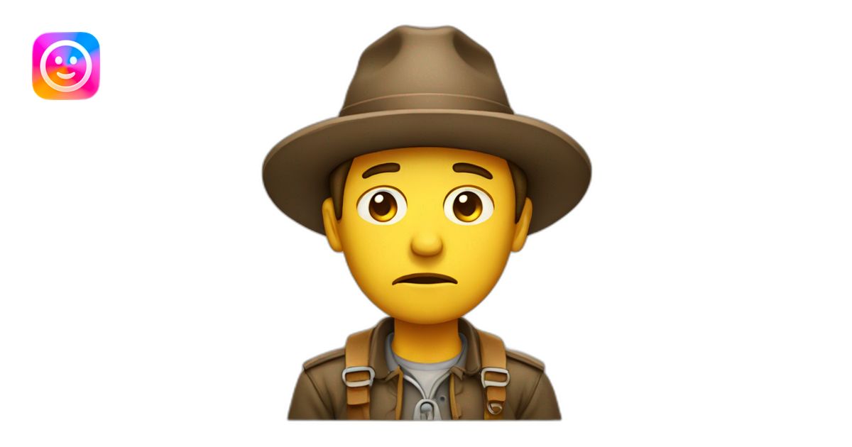 sad explorer with a hat, face emoji | AI Emoji Generator