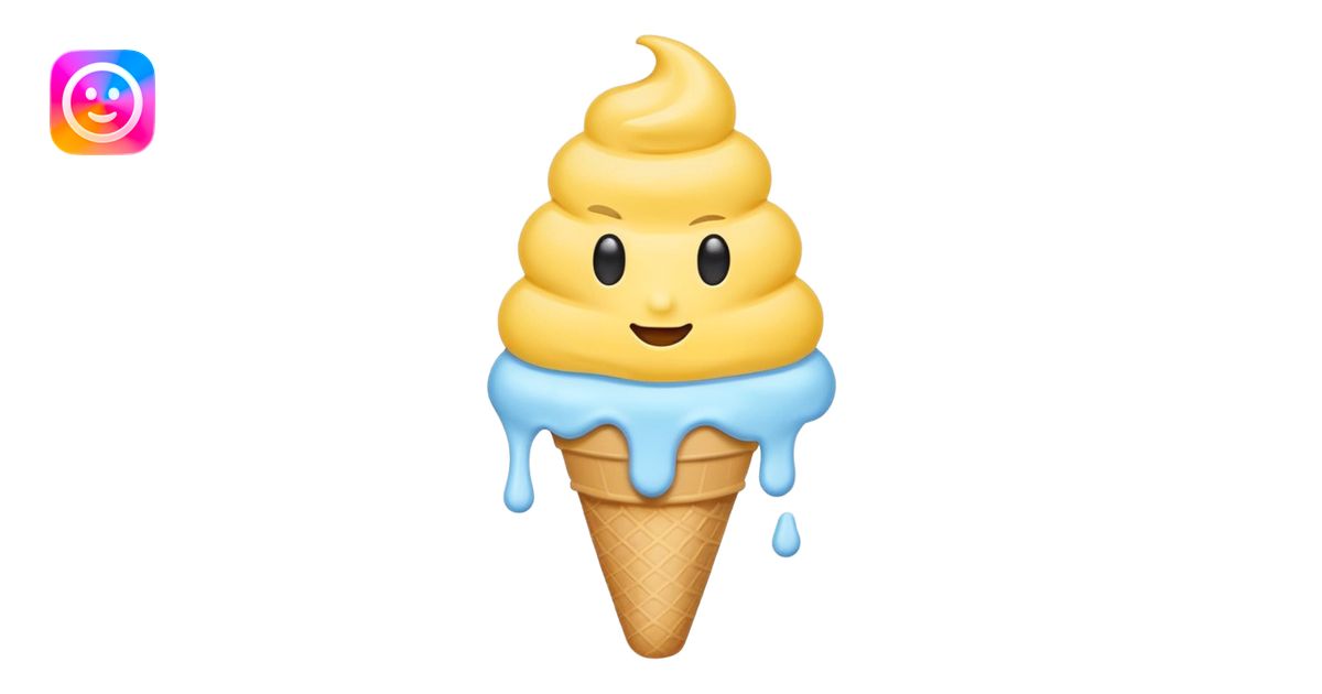 Ice cream emoji, pastel blue & yellow palette Flat vector, minimal ...