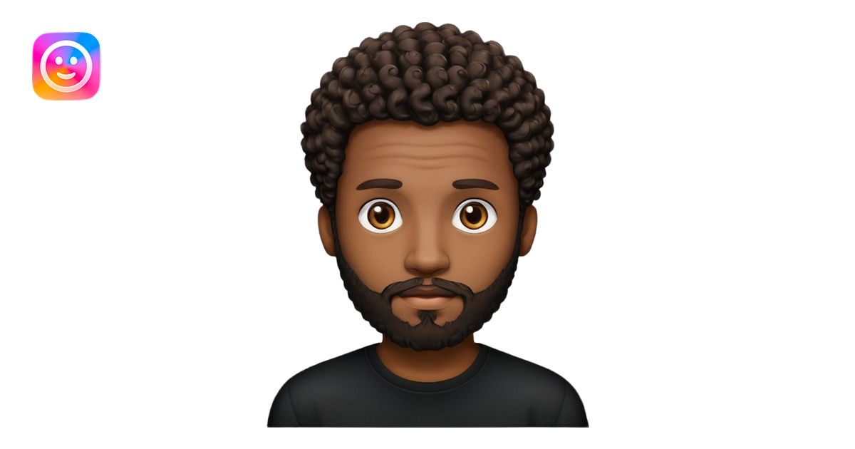 Dark brown skin man with a light beard and a curly fade haircut with ...