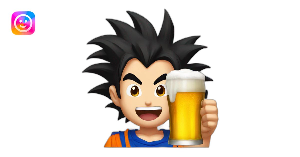 Goku cheer a beer emoji | AI Emoji Generator