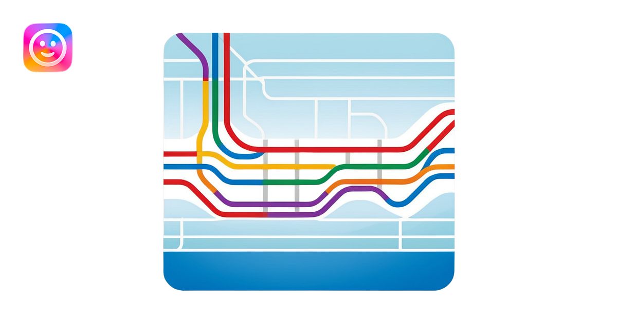 stylized subway lines map on card. emoji | AI Emoji Generator