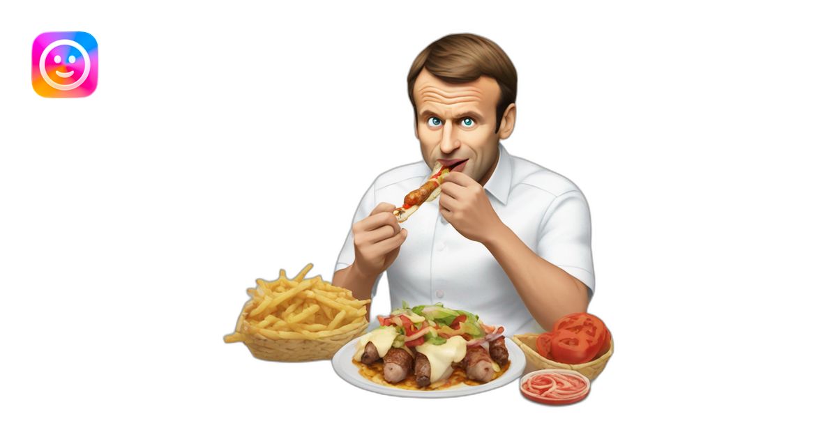 emmanuel macron eating a fat kebab emoji | AI Emoji Generator