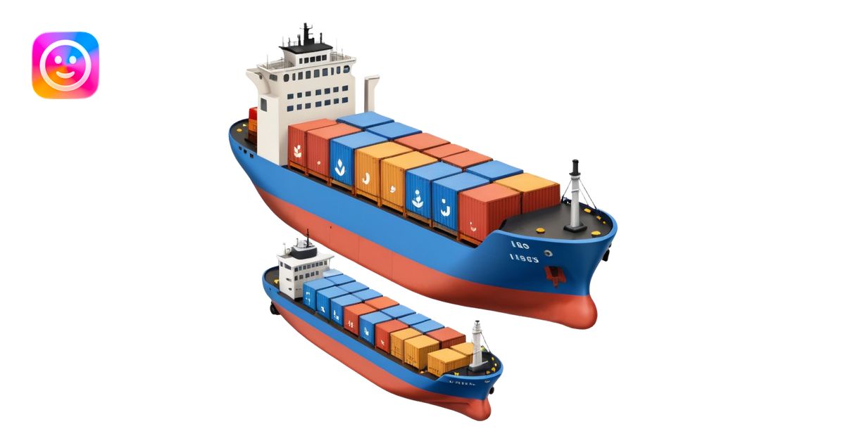 top view of a cargo ship, a truck, and an industrial company side by ...