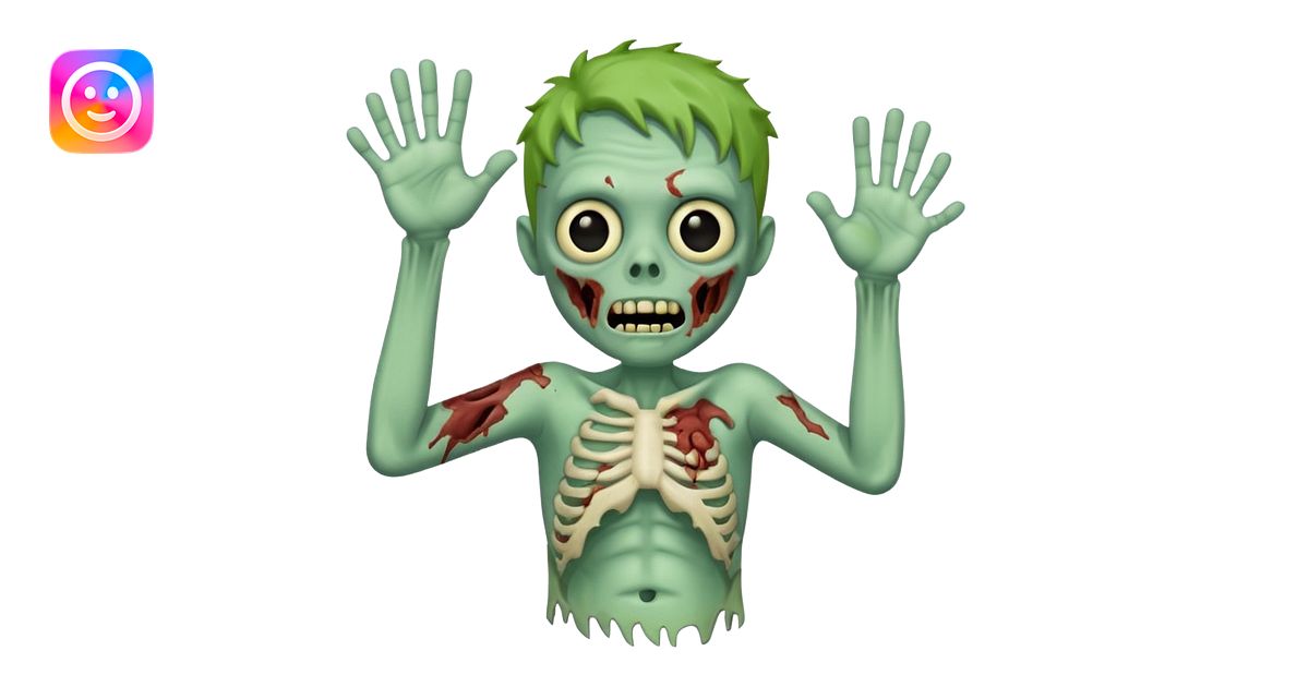 Cute funny zombie waves Hello emoji | AI Emoji Generator