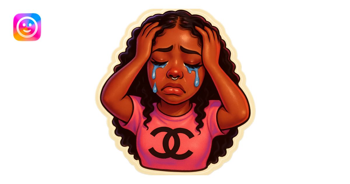 Crying Tears rolling down face Mouth Pout hands on head pink chanel ...