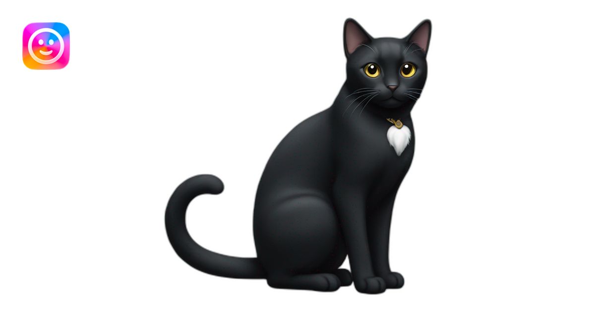 Black cat standing with white paws and white chest emoji | AI Emoji ...