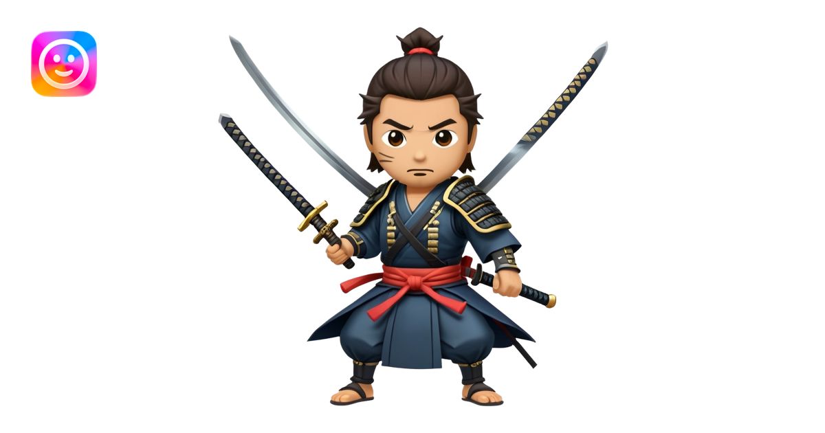 japanese samurai with two swords, crossed swords motion emoji | AI ...