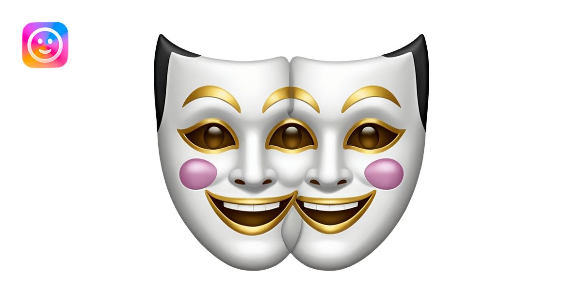 Theatre mask (smiling+tragedy) emoji | AI Emoji Generator