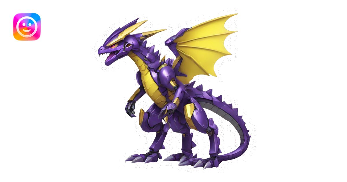 Edgy Shiny Futuristic Purple Yellow Digimon-Fakemon-Reptile-Dragon ...