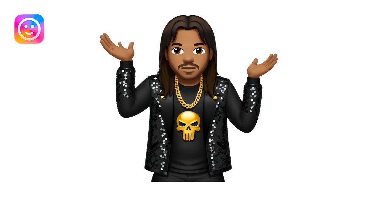 Busta Rhymes with long dark brown hair, black sequin outfit emoji | AI ...
