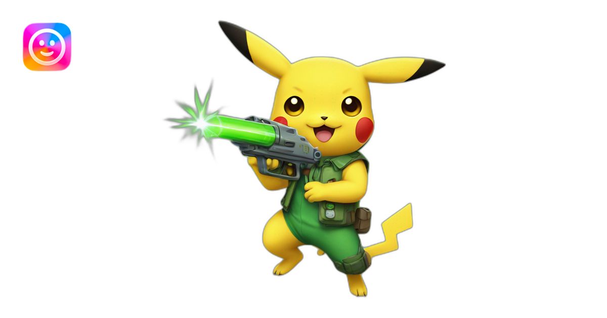 pikachu with green raygun emoji | AI Emoji Generator