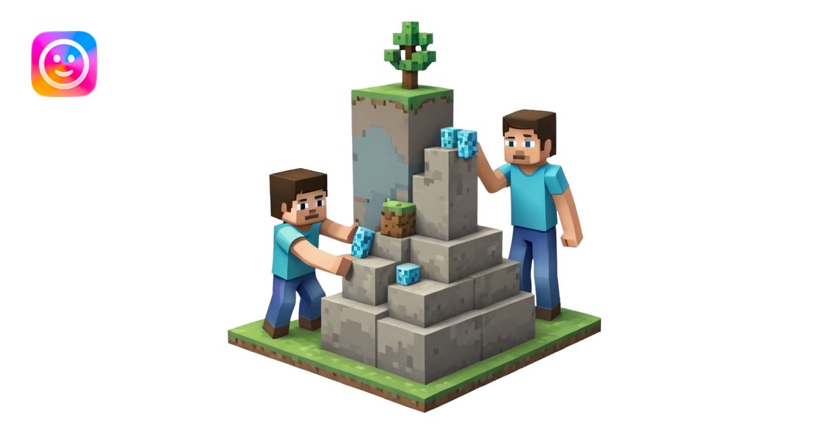 2 minecraft charectors building together a foundation emoji | AI Emoji ...