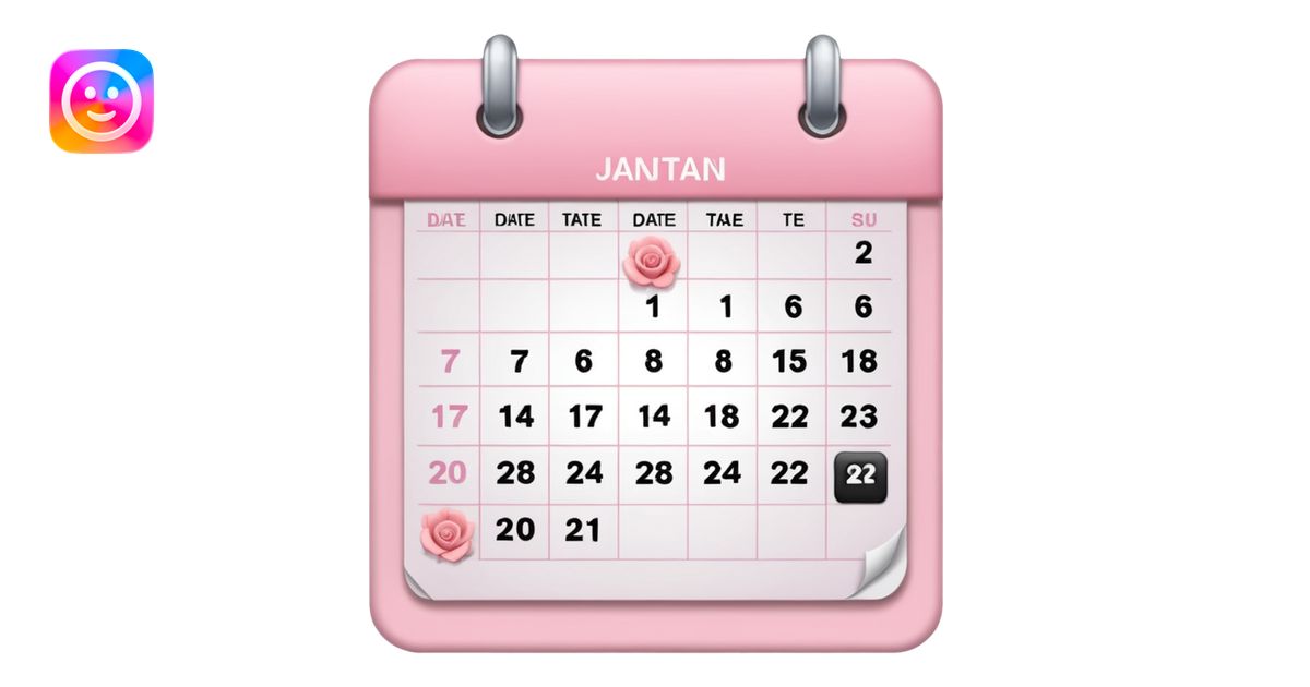 un calendrier avec une date entourée. Tons pink/rose emoji | AI Emoji ...