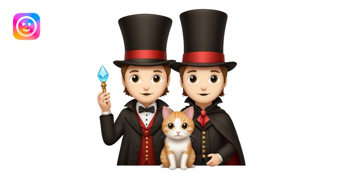 magician couple and their pet cat emoji | AI Emoji Generator