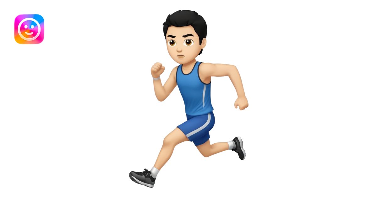 light skin man black hair running emoji | AI Emoji Generator