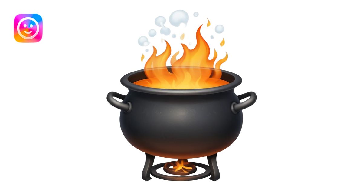cauldron with boiling water over flames, steam rising emoji | AI Emoji ...