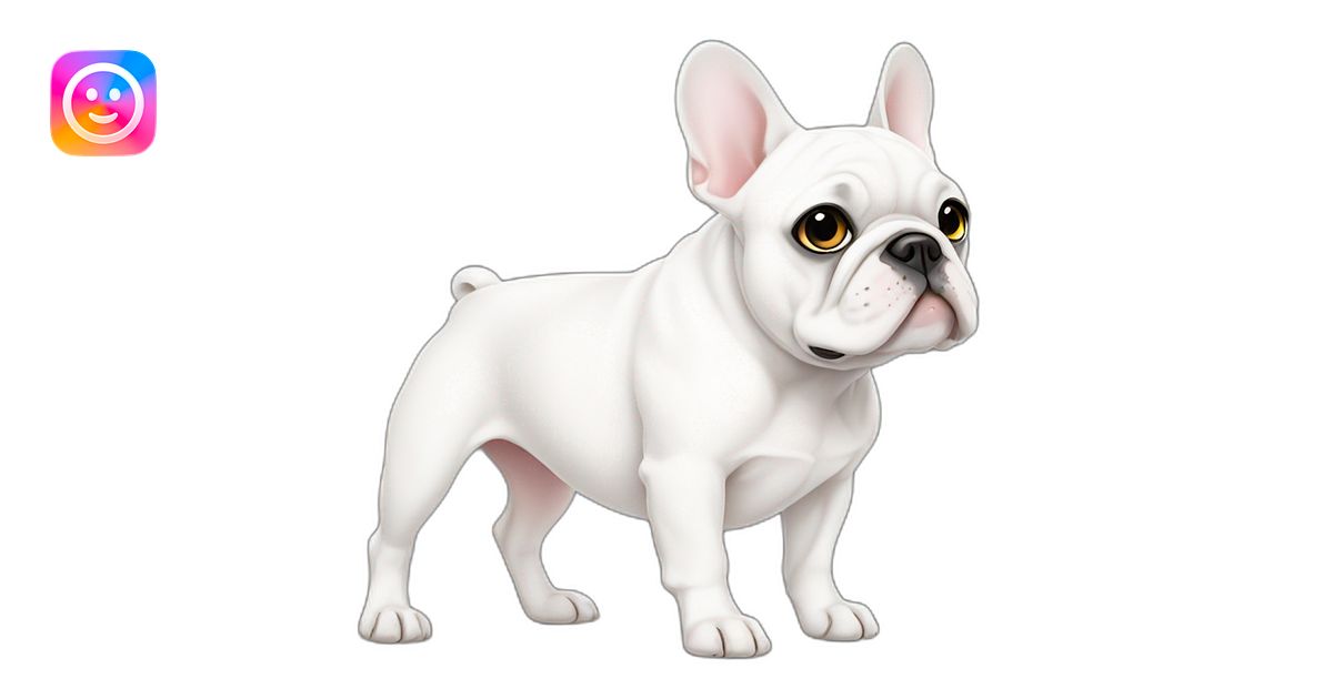white frenchie bulldog with black dot on eye emoji | AI Emoji Generator