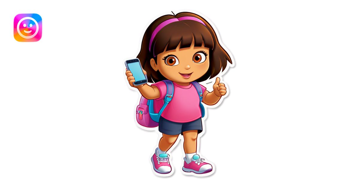 dora the explorer going through a phone image | AI Emoji Generator
