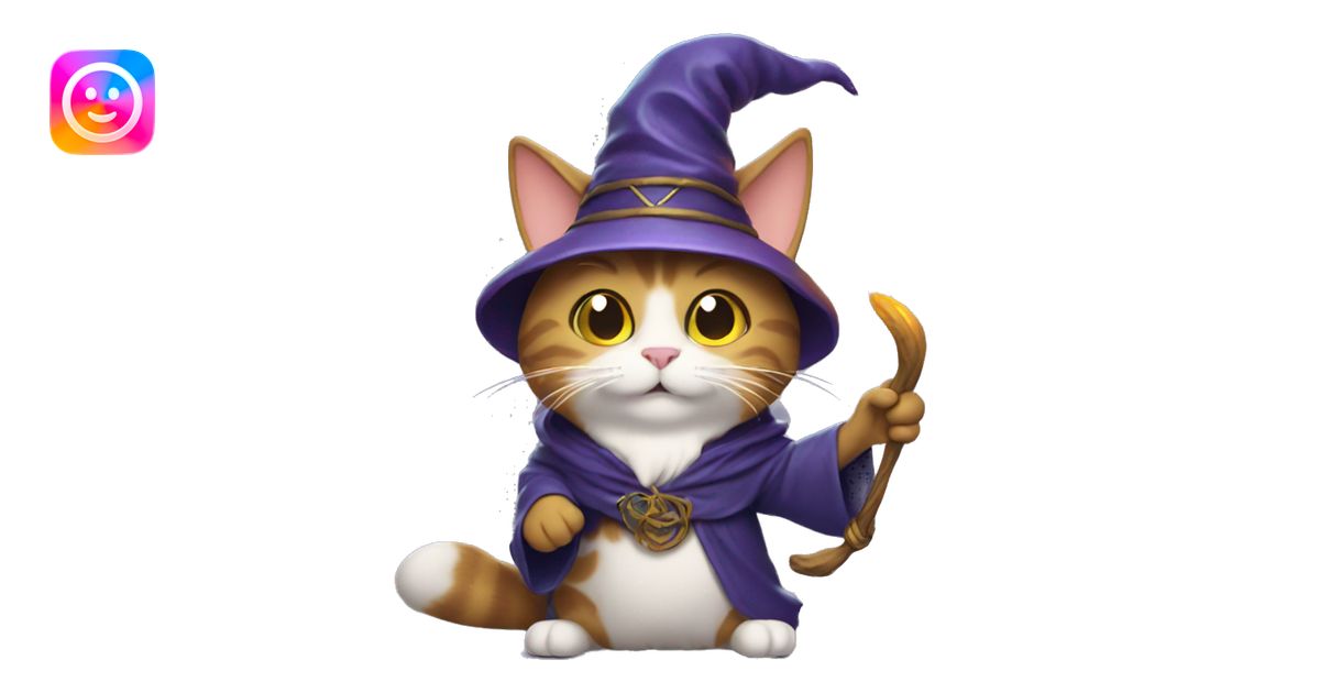 Wizard cat casting a spell emoji | AI Emoji Generator