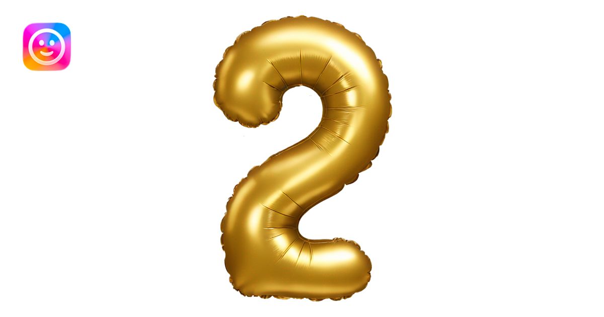 Golden baloon in the shape of number 2 emoji | AI Emoji Generator