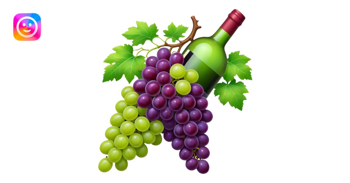 vine bottle with Grapes emoji | AI Emoji Generator