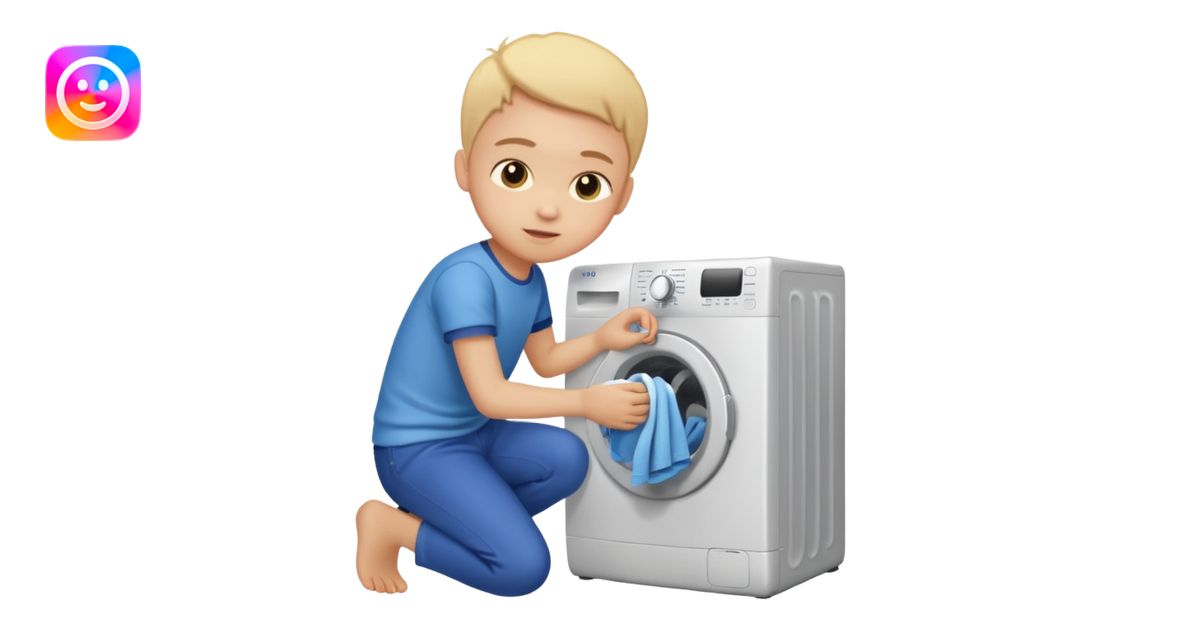 child putting clothes in a washing machine emoji | AI Emoji Generator