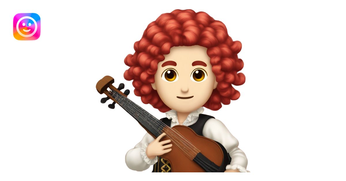 Antonio Vivaldi Baroque Red wig old chibi banjo emoji | AI Emoji Generator