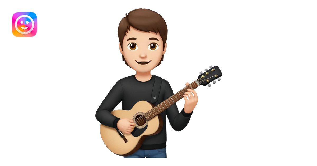 white Guy with brown playing a black guitar emoji | AI Emoji Generator