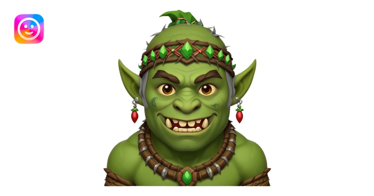 Christmas fantasy orc icon, winter feast chief theme, tribal ornaments ...